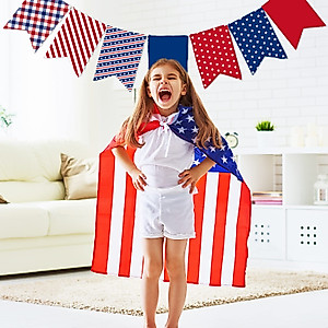 Whaline 8Pcs Patriotic Cotton Fabric Bundles Red Blue White Star Stripe Fat Quarters 4th of July Quilting Patchwork for Independence Day DIY Handmade Craft Party Decor, 10 x 10 Inch