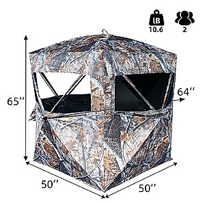 THUNDERBAY SPUR Collector 2 Person Hunting Blind, Pop-up Ground Blind with Silent Sliding Window