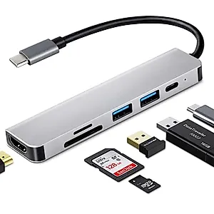 UrbanX USB C Hub 6 in 1 Dongle USB-C to HDMI Multiport Adapter with 4K HDMI Output 3 USB 3.0 Ports SD/TF Card Reader Compatible for Samsung Galaxy Tab S6 and Many More Type C Devices
