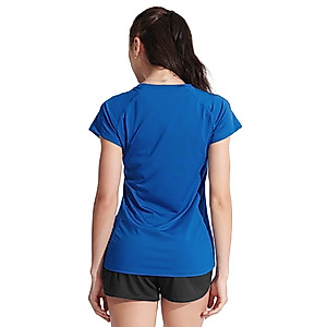 CADMUS Women's Workout Shirts for Running Yoga Tee Shirts Dry Fit,3 Pack,2501,Black & Blue & White,Small