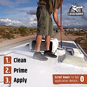 Liquid Rubber RV Roof Coating - Solar Reflective Sealant, Trailer and Camper Roof Repair, Waterproof, Easy to Apply, Brilliant White,1 Gallon