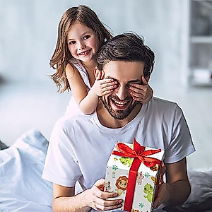 Animals Jungle Wrapping Paper for Baby Infant Boys Girls, Forest Giraffe Lion Dinosaur Pig Fox Feeder Gift Wrapping Paper Sheet with Ribbon for Baby Shower Birthday Kindergarten Newborn Children Kids