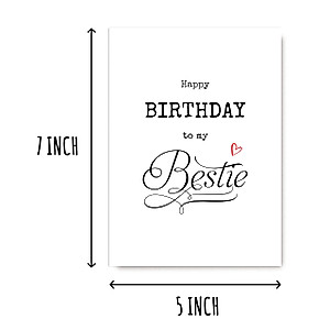 EirlysDesigns Birthday Card Best Friend. Happy Birthday To My Bestie - Love You Birthday Card - To My Best Friend - Happy Birthday, 5 x 7 inches