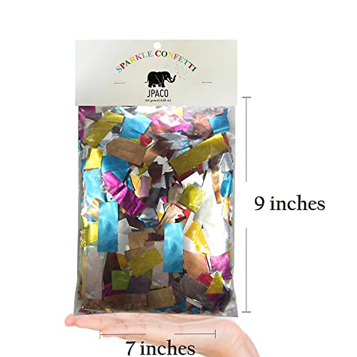 LARGE Metallic Confetti – Jumbo Mylar Rainbow Foil Confetti Bag Perfect for New Years, Surprise Parties, Birthdays, Photoshoots, Engagements & Weddings (300 Grams, Over 7,500 PCS) by JPACO