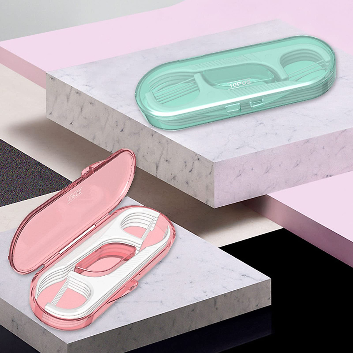 Fresh Clean Floss Picks, for Extra Tight Teeth,Easy to Carry,10 Pack with Travel Case,Prevent Tooth Decay & Gum Disease