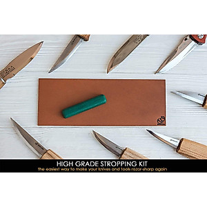 BeaverCraft Whittling Knife for Beginners C1 Kid Stropping Leather Strop Kit for Sharpening Knife Strop LS2P1