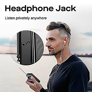 Vondior AM FM Radio - Best Reception and Longest Lasting. AM FM Battery Operated Portable Pocket Player Operated by 2 AA Battery, Mono Headphone Socket (Black)