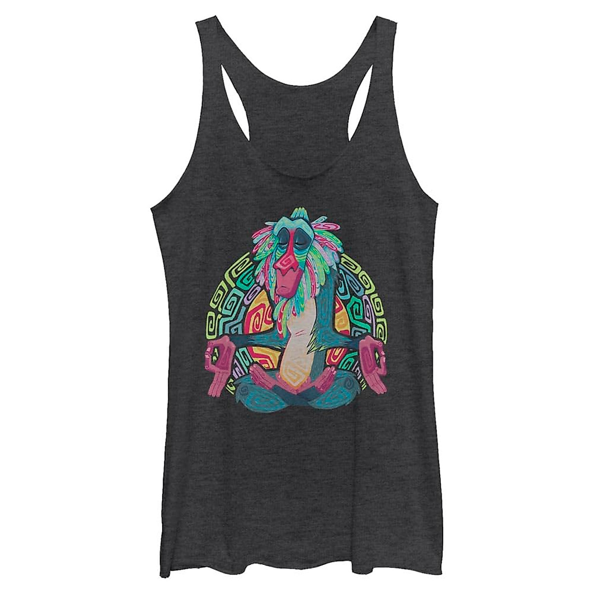 Disney Junior's Freaky Rafiki Tri-Blend Racerback Tank Top, Black Heather, XX-Large