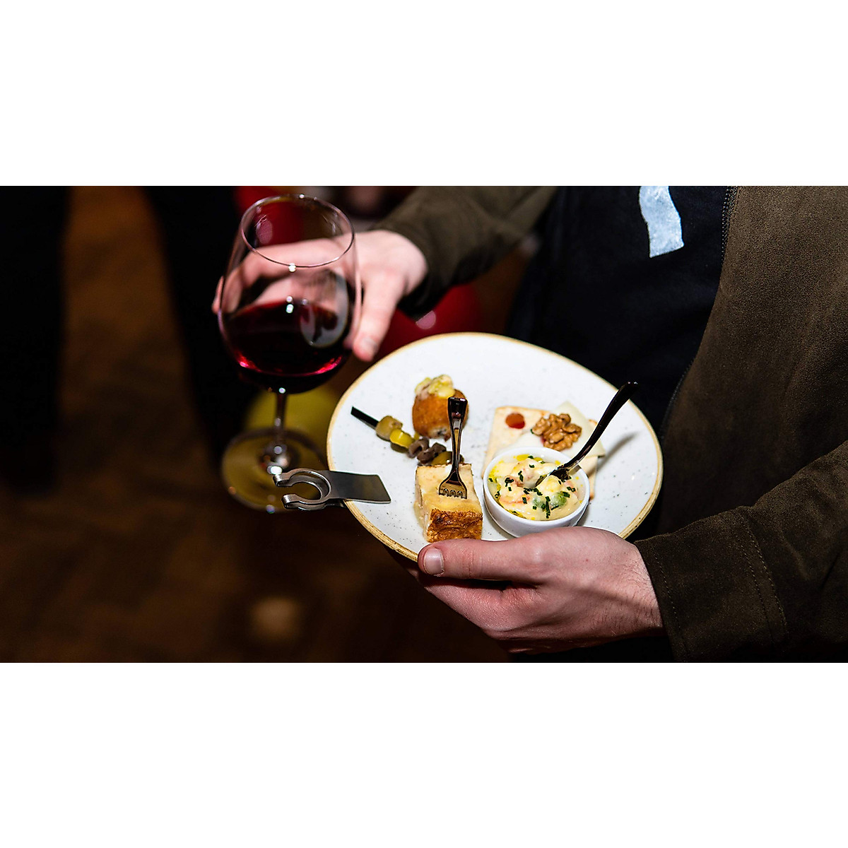 Wine or Champagne Glass Holder and Stainless Steel Plate Clip Designed as an Elegant & Sturdy Wine Saver. Perfect Wine Accessories and Gifts for a Friendly Dinner or Party. (Pack of 3).