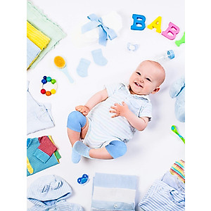 SATINIOR 8 Pairs Crawling Knee Pad Non-Slip Socks Set Knee Protector Toddler Leg Warmer Unisex Soft Cotton Socks for Baby Toddler (Green, Light Gray, Blue and Dark Blue), Medium