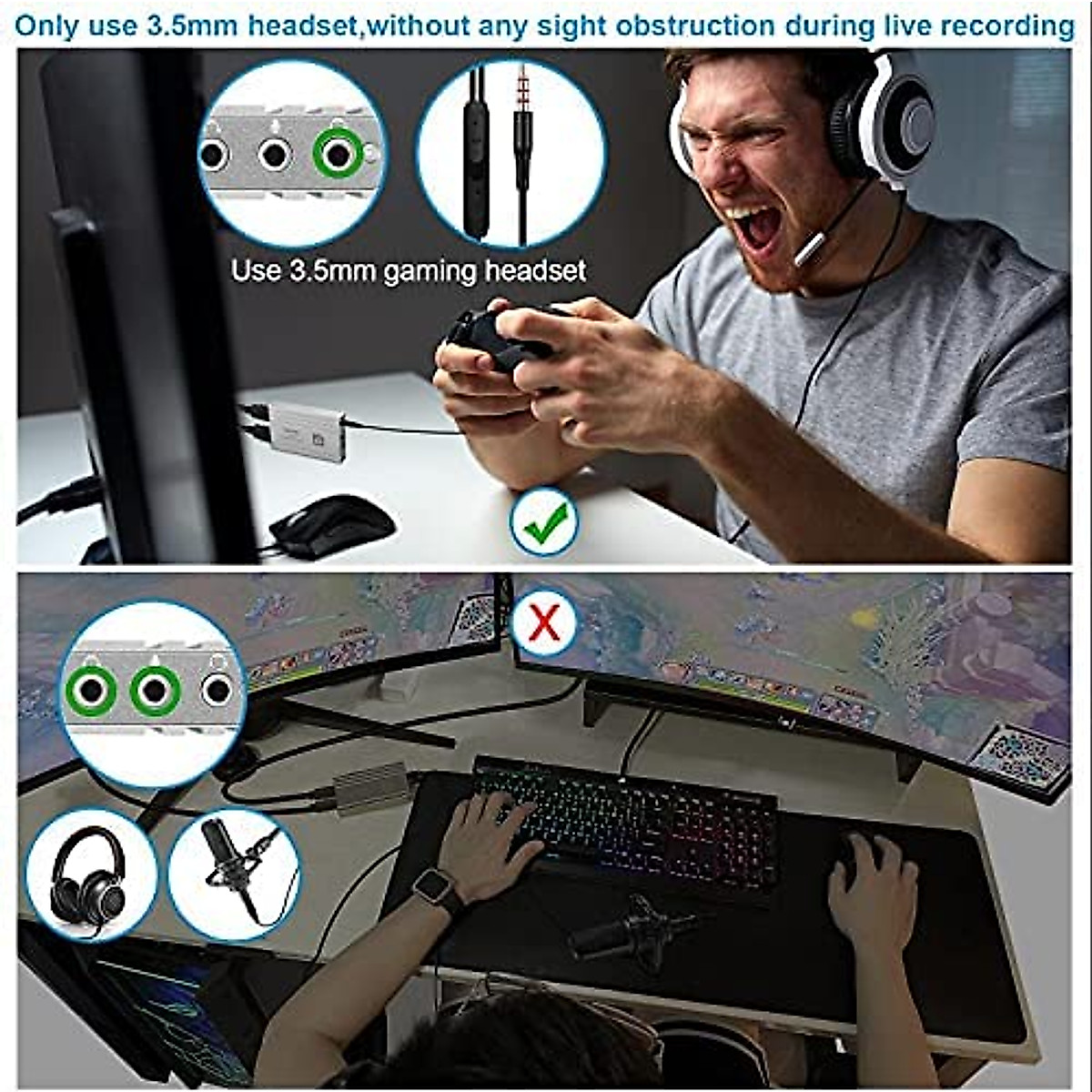 Gaming Video Capture Card 4K/2K/1080P 120 FPS & HDR Passthrough, NV12 Near-Zero Latency, Certified for OBS, USB 3.0, Plug & Play, Record & Stream with PC, PS5, PS4,Xbox, Switch