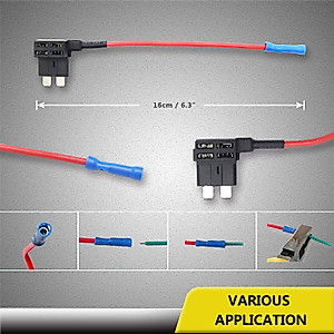 Recoil FT1-10 10 Pack 12V Car Add-a-Circuit Fuse Tap Adapter ATO ATC Blade Fuse Holder with 10pcs 10A,20A Fuses