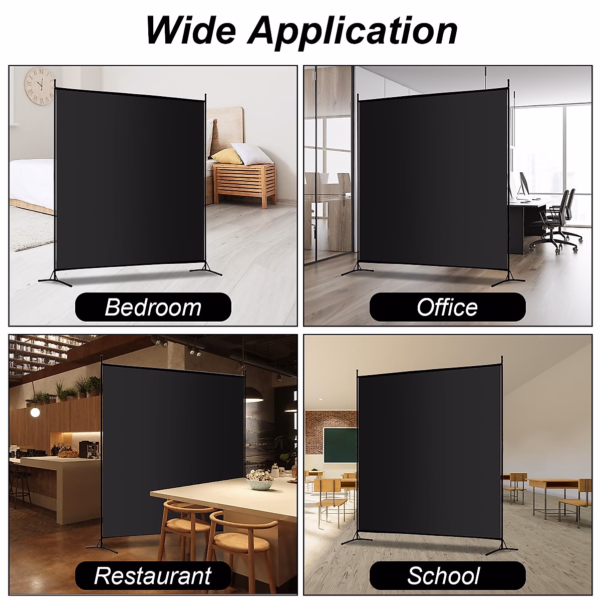 Carivia Single Large Panel Room Divider, 6 Ft Tall Privacy Screen Room Divider,Freestanding Room Partition Wall Divider,Lightweight Room Divider Screen for Home Office,69''W x 70''H, Black