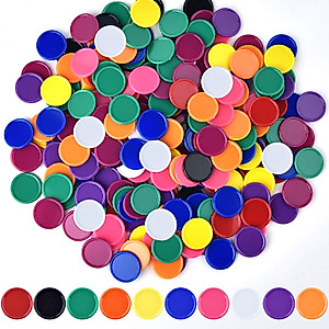 Coopay 300 Pieces 10 Colors Bingo Chips Bulk, 1 Inch Game Tokens Kids Reward, Plastic Learning Counters Disks Counting Discs, Poker Chips Bingo Markers for Math Practice (Style 2)