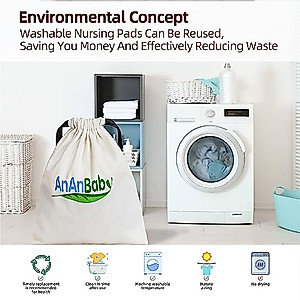 AnAnBaby Organic Bamboo Nursing Breast Pads - 10-Pack Reusable Non-Slip Nipple Pads for Breastfeeding New Moms Postpartum Essentials (5.5inch) with Washing Bags and Handbags（X-Large，Five Colors）