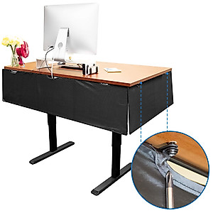 MOUNT-IT! Under Desk Privacy Panel for Sit Stand Workstations [41 Inches Wide], with Cable Management and Organizer Pockets, Modesty Desk Skirt for Home and Office (Black)