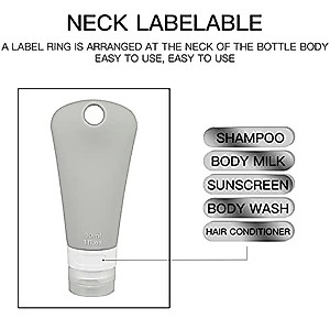 Libra 12 pcs TSA Certified portable soft silicone travel bottles kit Leak Proof Squeezable Travel Size Toiletries Containers Refillable Travel container with Carabiner colors Round hole