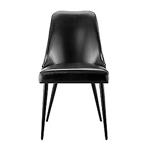 Ball & Cast Kitchen Chair Modern Upholstered Dining Chairs, Desk Chair Side Chair with Metal Legs, Black, Pack of 2