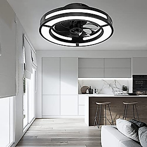 Ohniyou Ceiling Fan with Lights Remote and APP Control,19'' Flush Mount Low Profile Fan,Smart Ceiling Fan with Dimmable LED Night Light Reversible Blades Timing, Enclosed Fan for Bedroom,Living Room