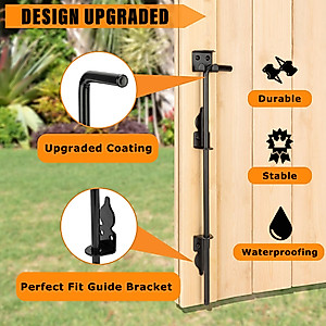 DJSUNPACKING 24" Heavy Duty Cane Bolt Gate Drop Rod-Steel Gate Ground Latch Designed for Wood Metal Vinyl Gates or Double Doors Fence Applications-2 Pack