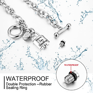 abooxiu Lock Urn Bracelet for Ashes Crystal Heart Cremation Bracelet for Ashes Stainless Steel Ash Bracelet for Men Women Memorial Ashes Holder Silver