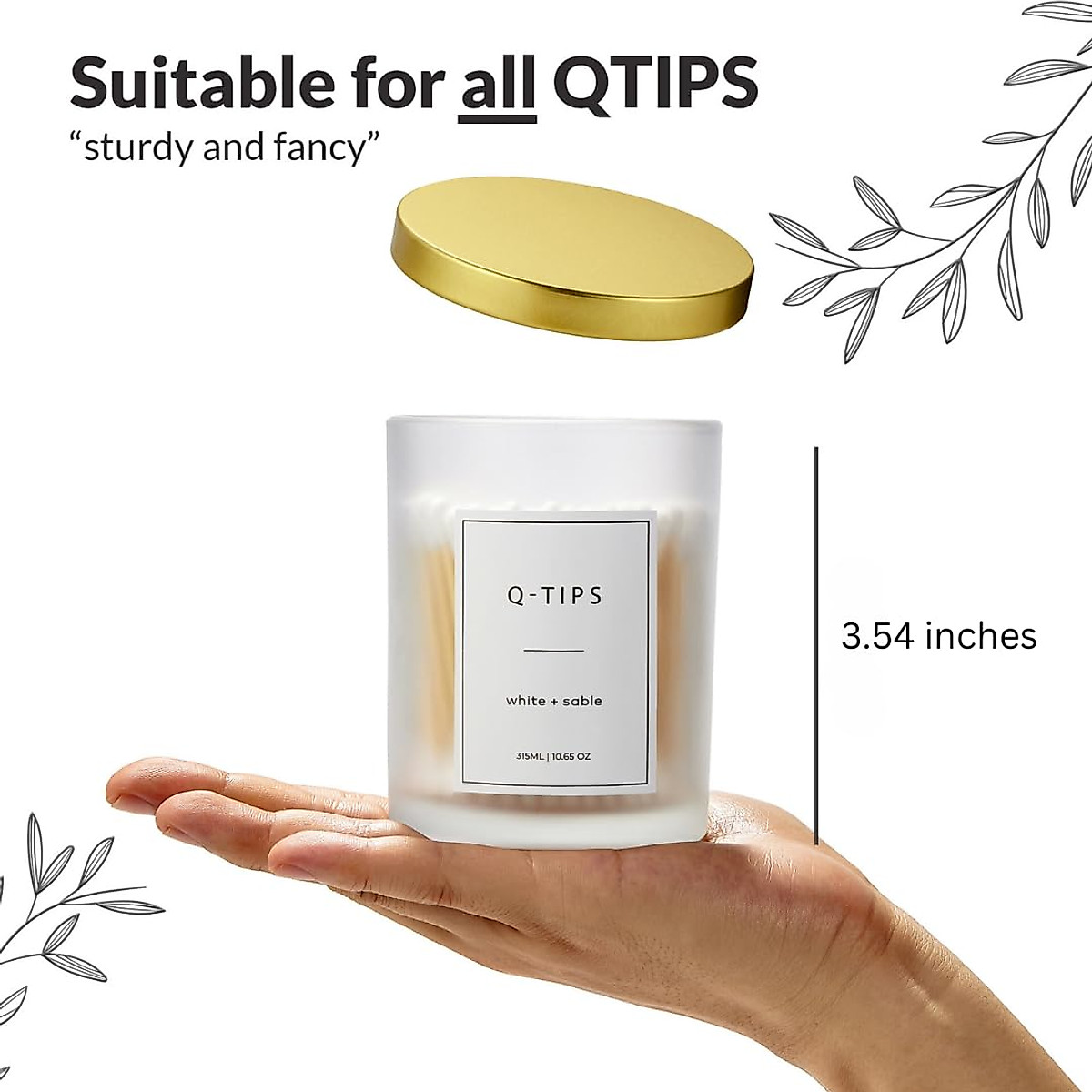 white + sable Bathroom Cotton Ball and Qtip Organizer (3 Pack), cotton swabs holder, Qtip and Cotton Ball Holders for Bathroom