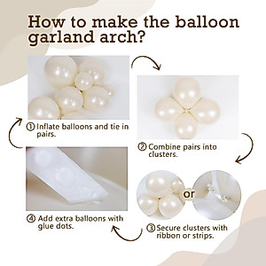 Pearl White Balloons, Double Stuffed White Balloons Different Sizes 5/10/12/18 Inch Pearl Balloon Arch Garland Kit for Wedding Engagement Bridal Baby Shower Birthday Party Decorations…