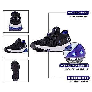 Nautica Kids Toddler Light Up Flashing Sneaker Athletic Slip-On Bungee Running Shoes Boy-Girl Toddler Little Kid-Neave Buoy Light-Black Cobalt-11