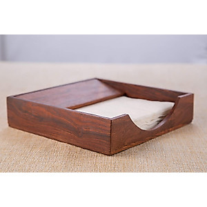 Rusticity® Wood Paper Napkin Holder for Napkin and Tissues - Sleek Design | Handmade | (7x7 in)