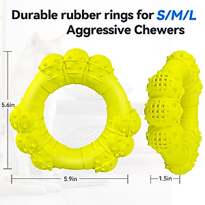 DAOZIJI Indestructible Dog Chew Ring Toys for Aggressive Chewers, Super Chewer Dog Toys for Medium Large Dogs, Puppy Teething Rings for Relax, Interactive Dog Ring Toys, Heavy Duty Dog Teething Toys