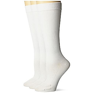 Dr. Scholl's Women Travel Compression Knee High - 3 Pair Packs Socks, White, 4 10 US