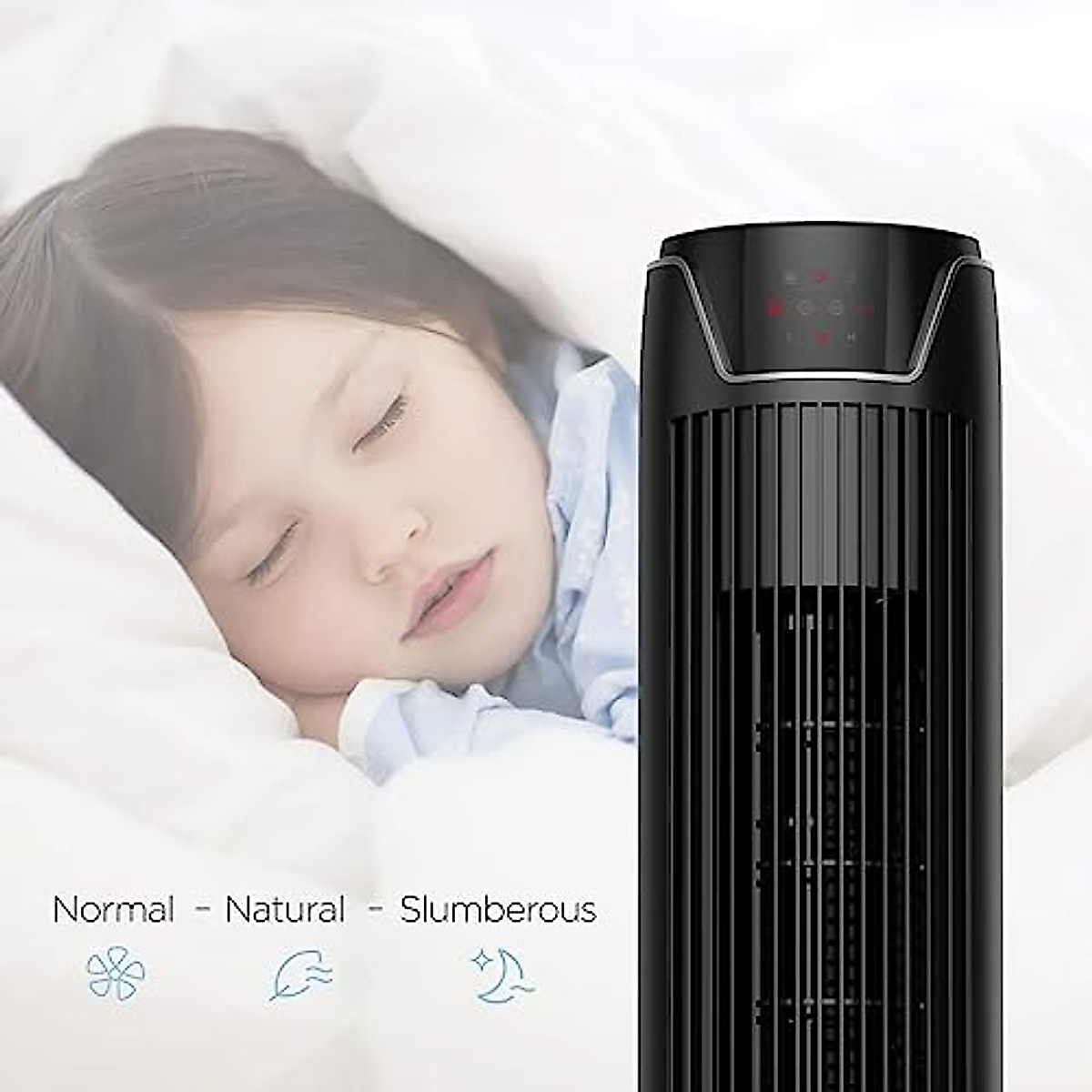 SOHLER 36'' Oscillating Tower Fan, Remote Control, Quiet Stand Up, 3 Speed Settings, 3 Modes, 7-Hour Timer, LED Display, for Bedroom or Home Office Use, Glossy Black