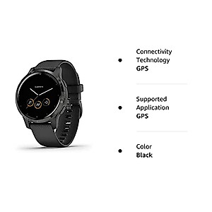 Garmin 010-N2172-11 Vivoactive 4S GPS Smartwatch, Slate Stainless Steel Bezel with Black Case and Silicone Band (Renewed)