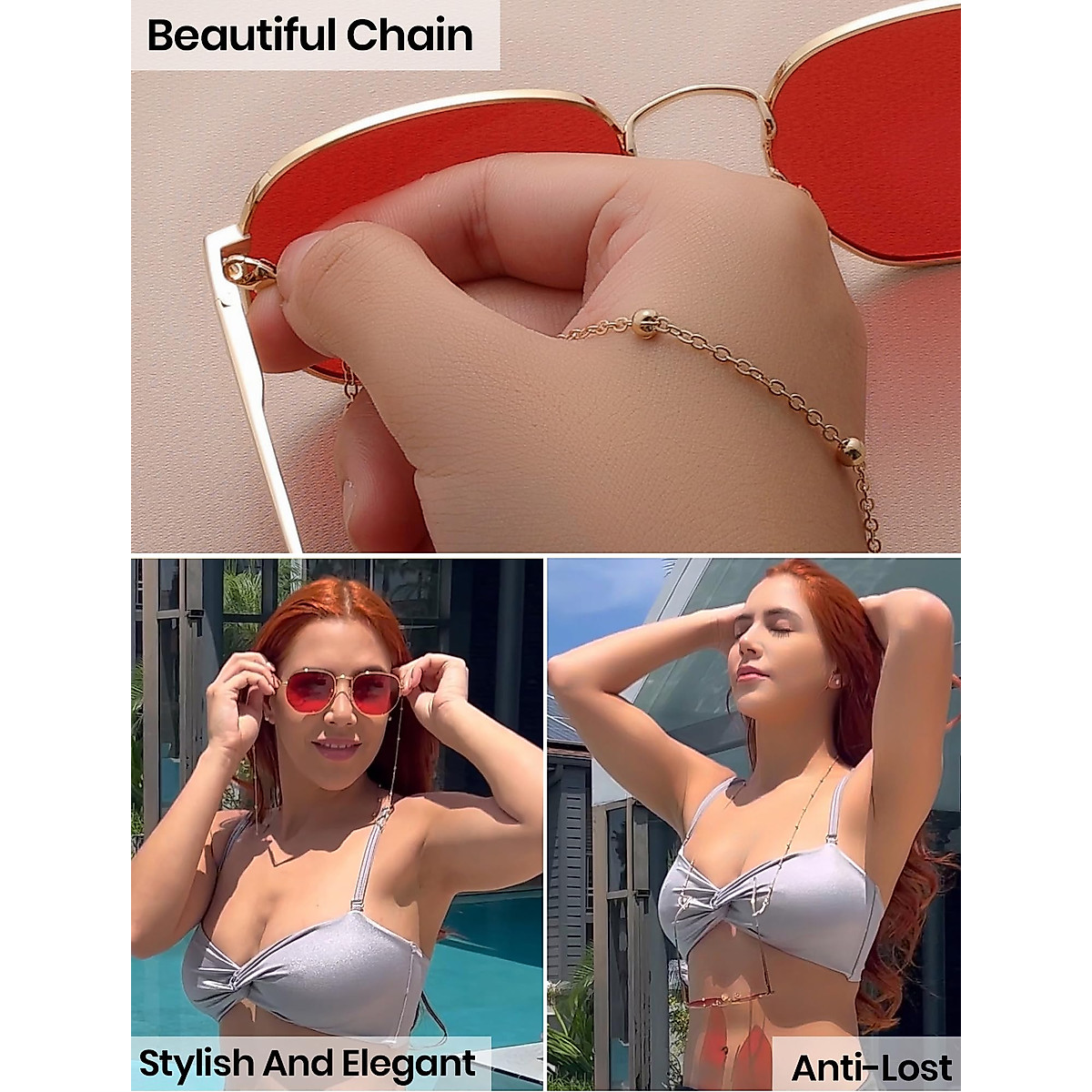 Veda Tinda Vision Hexagon Sunglasses for Women Men Trendy Black Retro Polygon Polarized TAC Lens Metal Frame UV400 Polarized Protection With Eyeglasses Chain C05S01