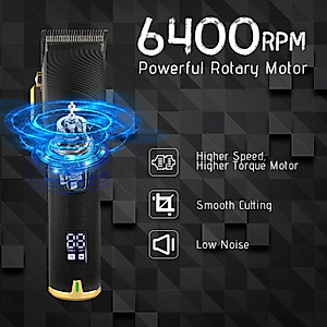 Hair Clippers for Men, Beard Trimmer, Professional Barber Clippers with LCD Display, 6 Guide Combs, Dual Port Charging Clippers for Men Rechargeable Clippers for Hair Cutting