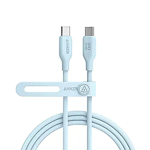 Anker 543 USB C to USB C Cable (140W 6ft), USB 2.0 Bio-Based Charging Cable for MacBook Pro 2020, iPad Pro 2020, iPad Air 4, Samsung Galaxy S21, and More (Misty Blue)