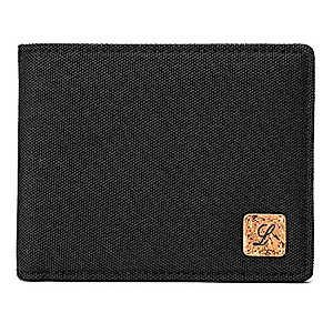 Lanyani Mens Minimalist Slim Fabric Wallet Bifold RFID Blocking Thin Small Front Pocket Wallet Boys (Black)