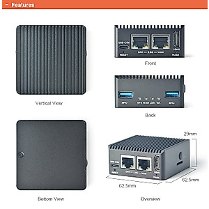 youyeetoo NanoPi R5C Mini Router with Metal Case, RK3568 Development Board, 4GB LPDDR4X 32GB eMMC, 0.8TOPS NPU, Support OpenWrt Docker, Two Ethernet Ports, M.2, HDMI 2.0 (Without M.2 Wi-Fi Module)