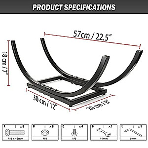 Qiang Ni Curved Firewood Rack Heavy Duty Wood Rack Log Holder Indoor/Outdoor for Fireplace Wood Storage (22-Inch)