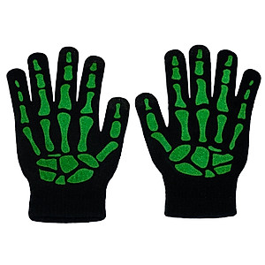 Spooktacular Creations Skeleton Gloves with Touchscreen, Glow in the Dark Short Skeleton Gloves for Adults, Kids, Halloween Costume Accessory, Cosplay Party