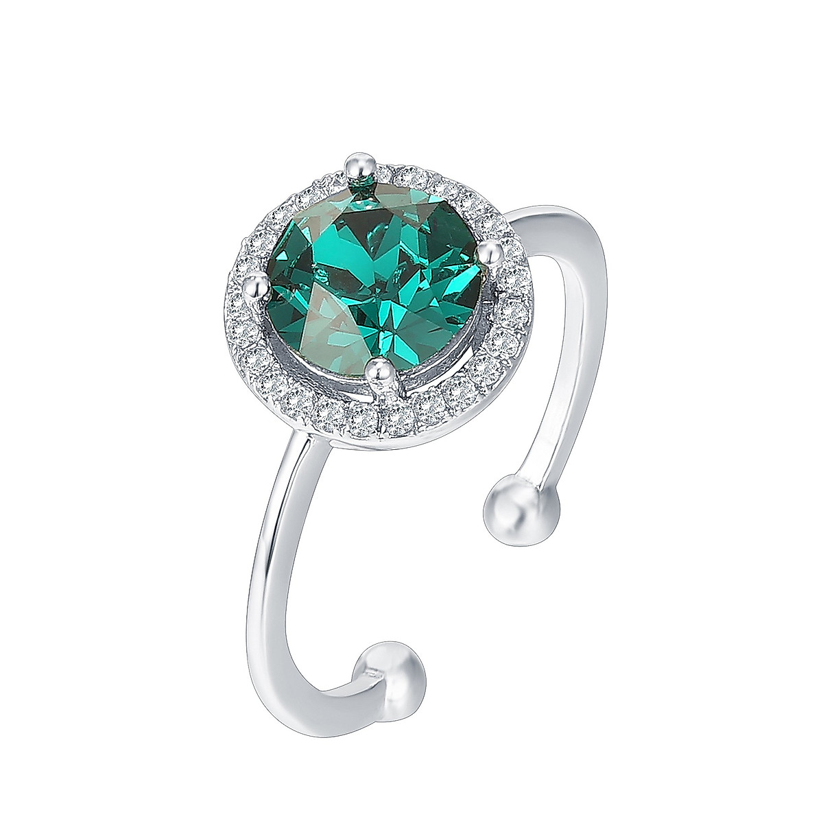 SWAROVSKI Crystal 14K White Gold Plated Birthstone Rings | White Gold Rings for Women | Emerald Ring