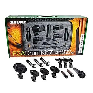 Shure PG ALTA 7-Piece Drum Microphone Kit for Performing and Recording Drummers - Includes Mics, Mounts and Cables with options for Kick Drums, Snare, Rack/Floor Toms, Congas and Cymbals (PGADRUMKIT7)