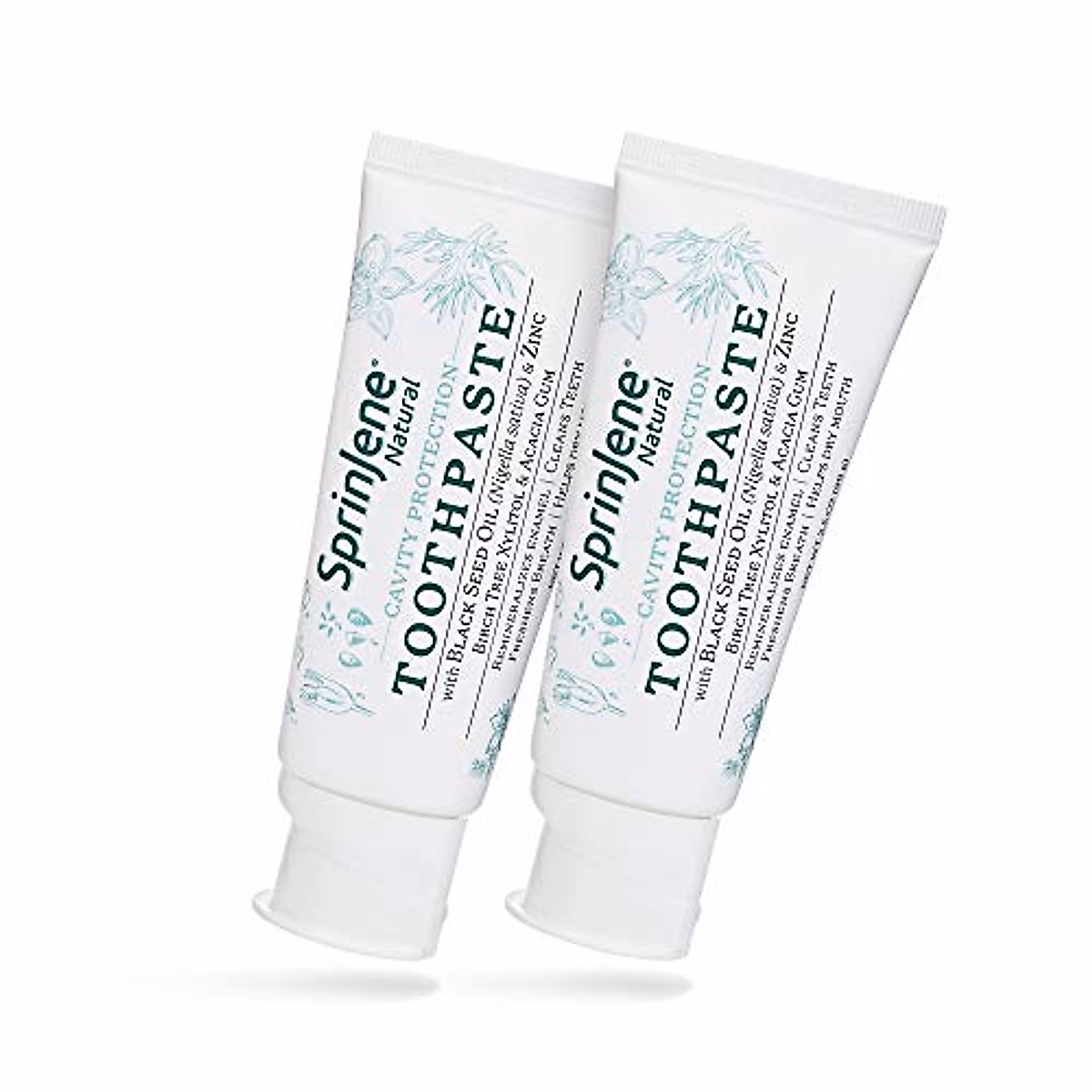 Sprinjene Natural SLS Free Toothpaste with Fluoride for Cavity Protection, Gum Health, Fresh Breath & Helps Dry Mouth for Adults Toxic Free, Preservative Free with Black Seed Oil & Zinc (2 Pack)