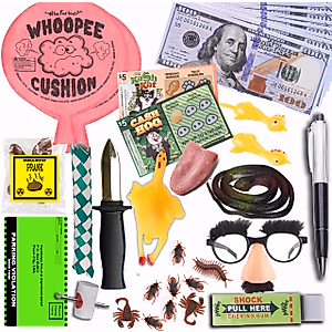 DEANCO Prank Kit-Joke Box-Ultimate Gift Set-Practical Jokes-Party Favors -40 pcs - Boys Toys Age 8-10 - April Fools Pranks