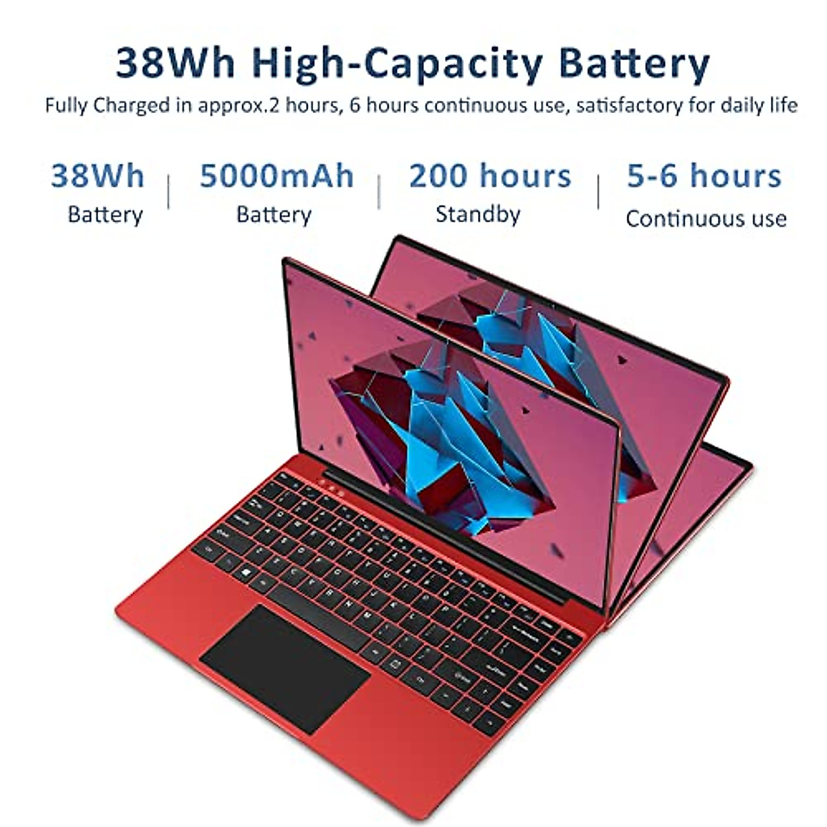 Ruzava Windows 10 Laptop Computers, 14" 6GB RAM 128GB SSD Support 1TB SSD Expansion, 1920x1080 FHD Traditional Laptop for Work Study Entertainment-Red