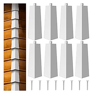 RMERVE 8 Pcs Aluminum Siding Corners Included Metal Nails 8 Inch Smooth Siding Aluminum Corner Trim Outside White Siding Corner Caps for Mobile Home House Exterior