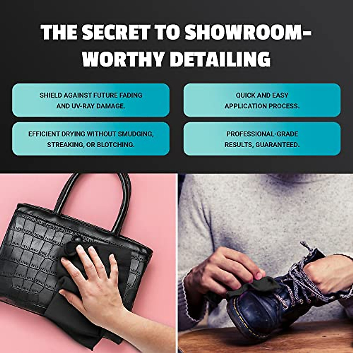 Black Plastic Vinyl Trim Restorer Protective Finish Long Lasting Car & Truck Polish Refreshing Agent for Various Surfaces UV Blocking Restoring Solution – 12 Ounces - Premium Microfiber Cloth Included