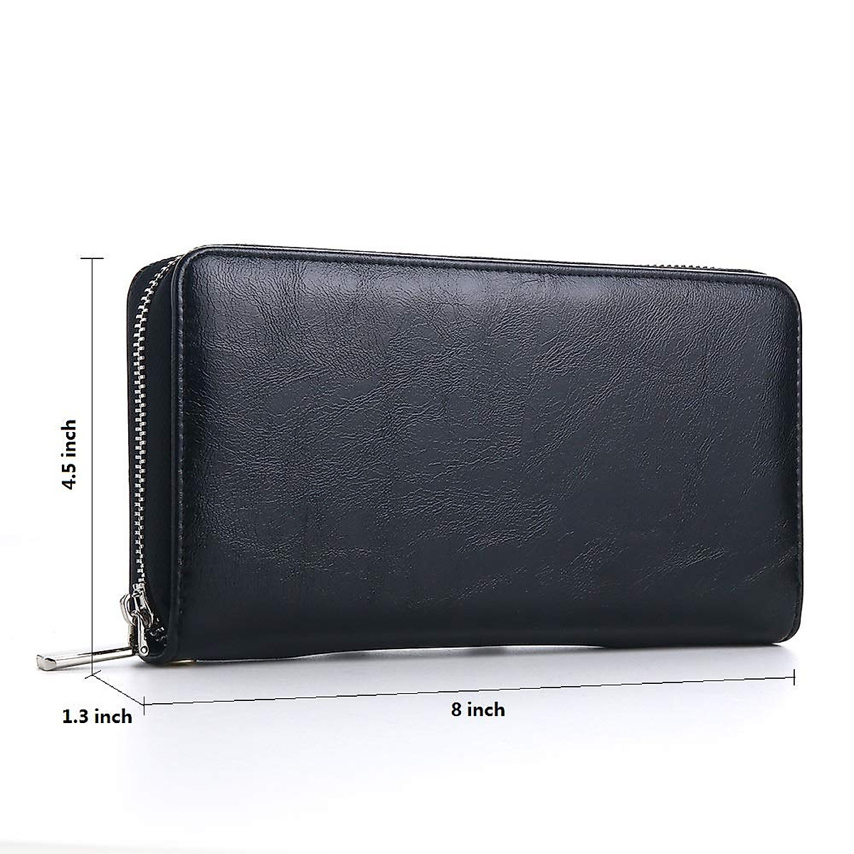 Buvelife Credit Card Wallet Leather RFID Wallet for Women, Huge Storage Capacity Purse Wristlet (Black-Updated)