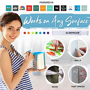 Slobproof Touch-Up Paint Pen - Refillable Paint Brush Pens - Touch-Up Paint Pens for Walls, Window, Wood - Fillable Paint Pens w/ Any Paint Types (Fill with Own Paint for a Precise Match), 2-in-1 Pack