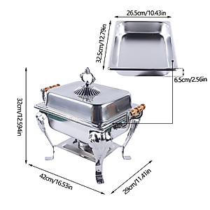 Chafing Dish Buffet Set, Stainless Steel Food Warmer Buffet Square Chafing Dish Food Warmer for Parties Events Wedding